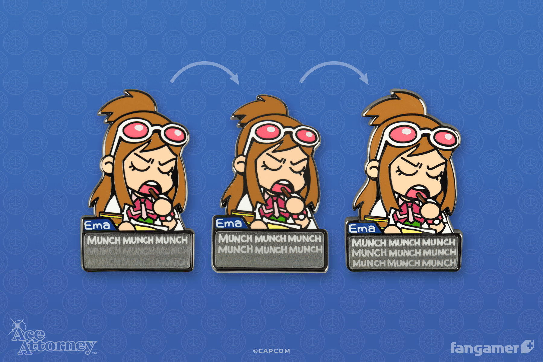 Ace Attorney - Snacking Ema Lenticular Pin - Fangamer Europe